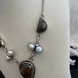Jewelry | 17 Silver And Bronzite Stones And Natural Pearls New | Poshmark